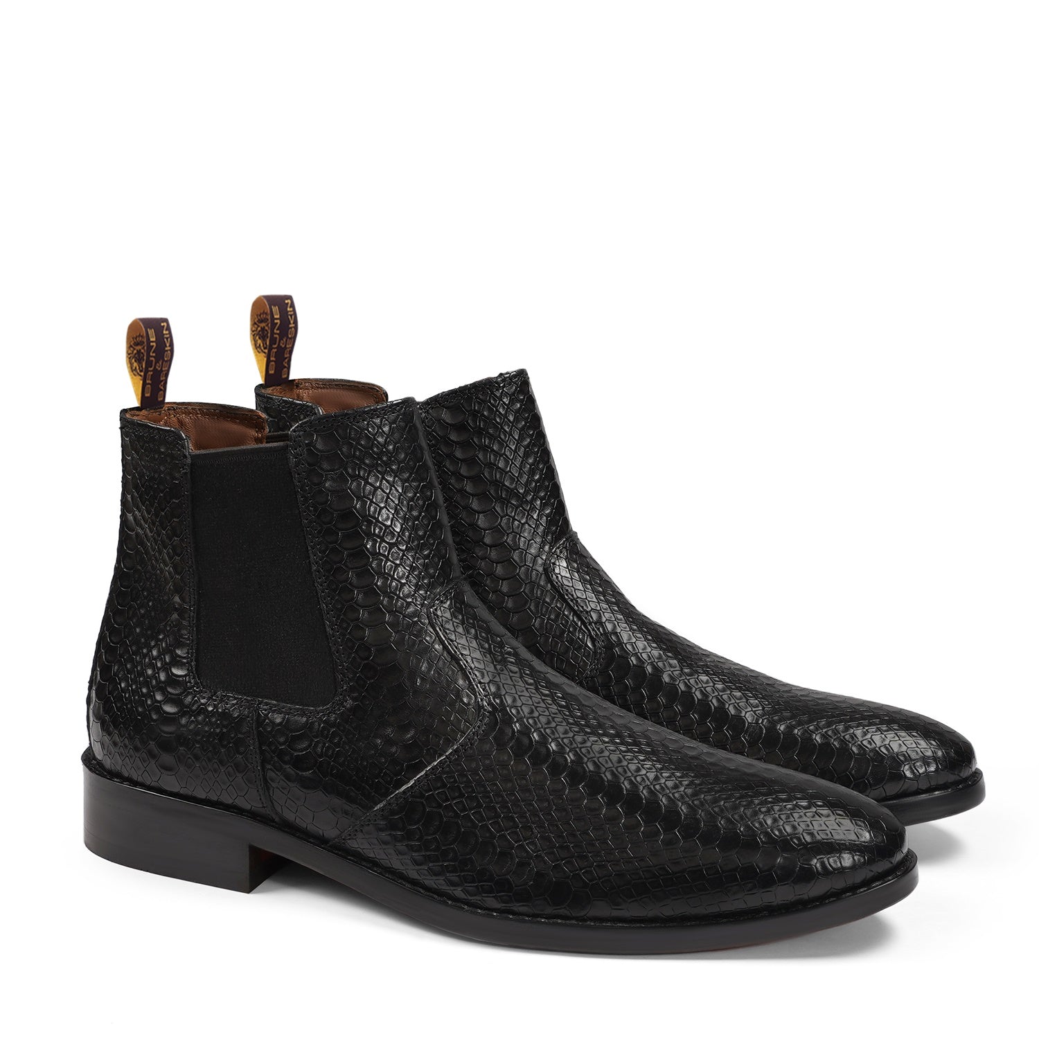 Black Snake Textured Hand Made Chelsea Boots