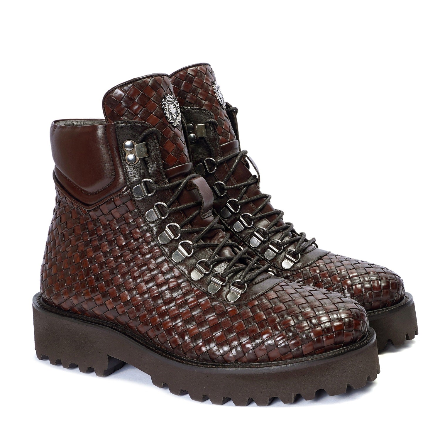 Premium Weaved Pattern Leather Lightweight Chunky Boots