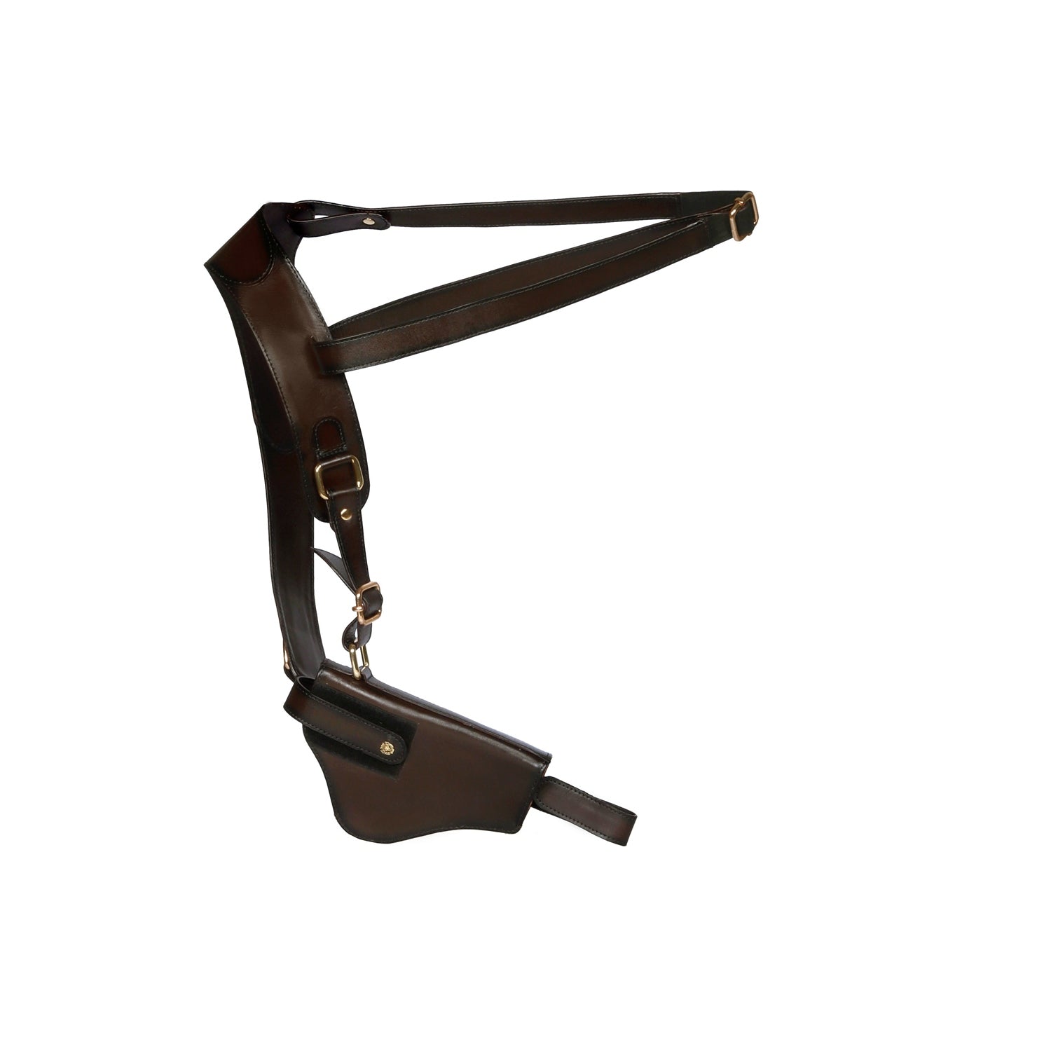 Single Shoulder .45 Gun Holster Dark Brown Genuine Leather Cover (MTO)